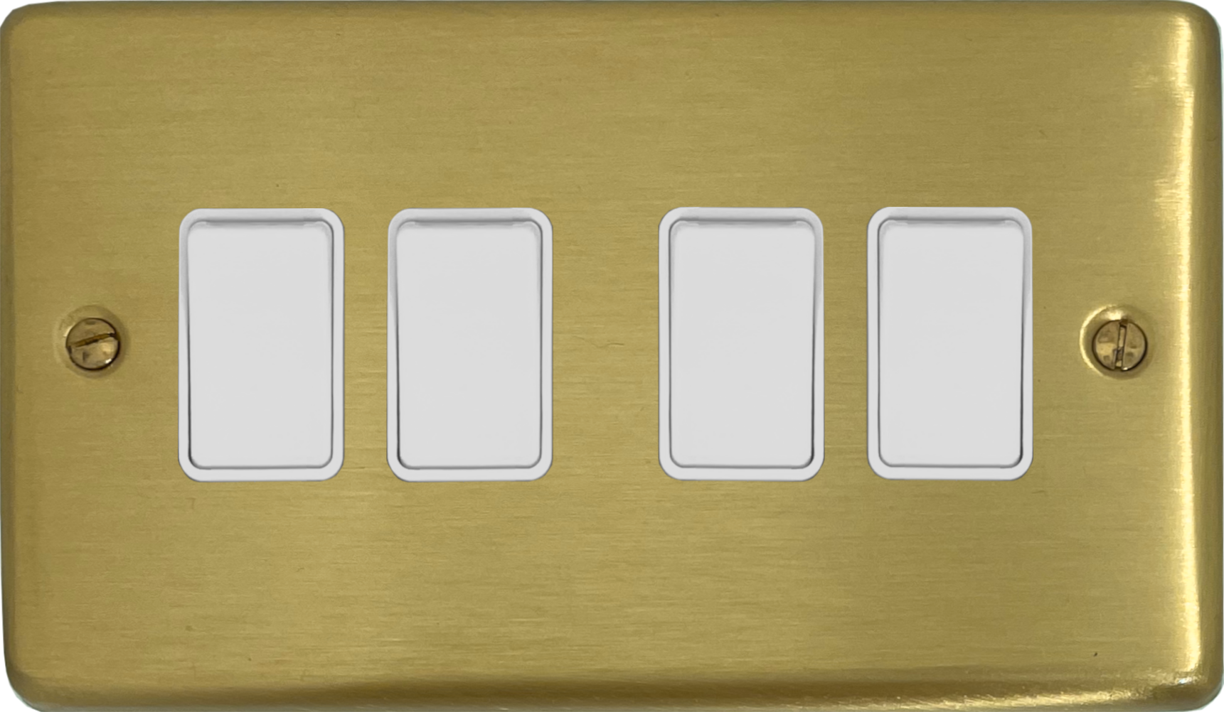 CSB4W | Satin Brass Light Switch (4 Gang/White Switches) | G&H ...