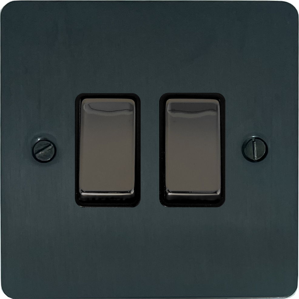 FBB302 | Flat Black Bronze Light Switch (2 Gang/Black Nickel Switches ...
