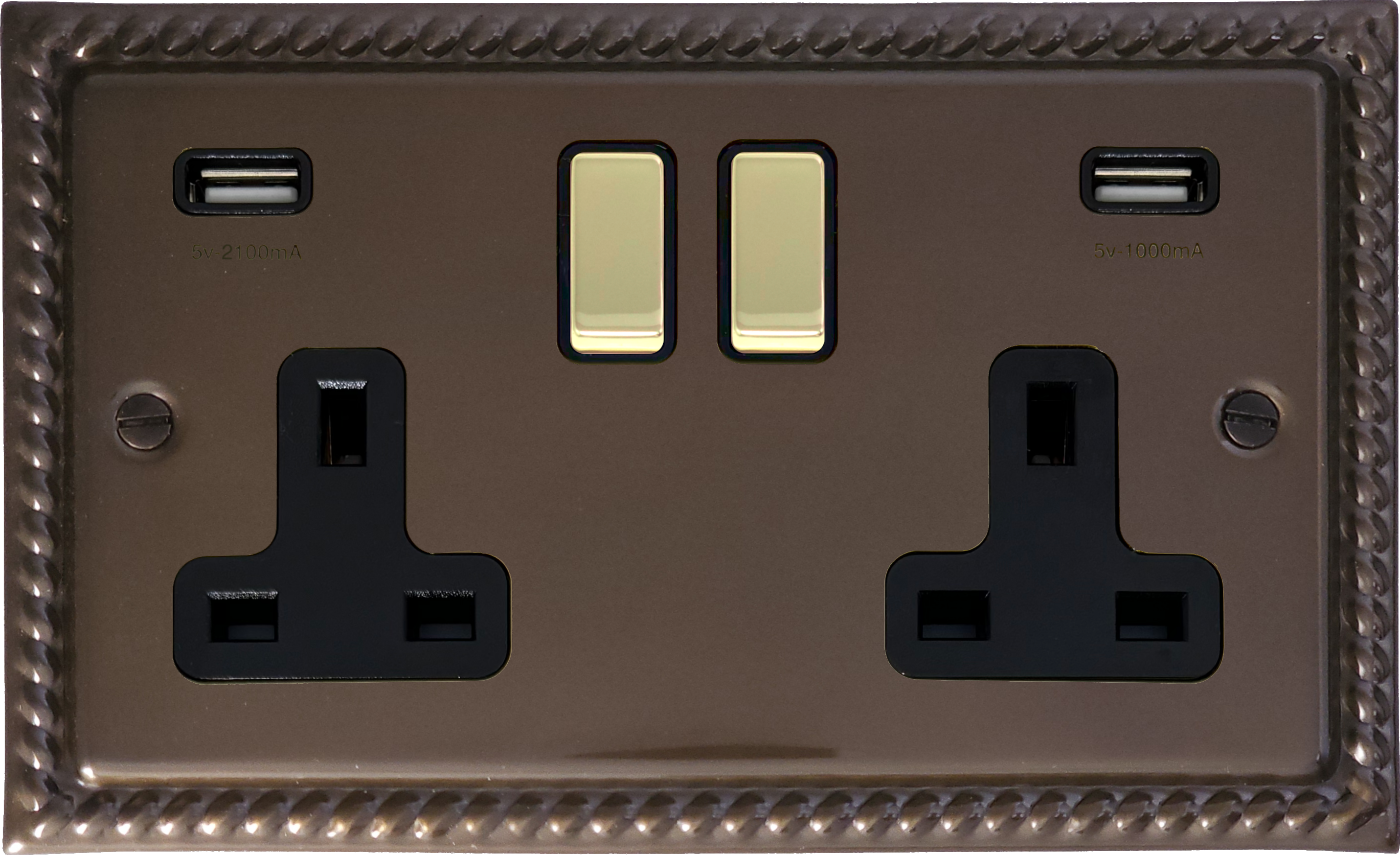 MMBZ3910-PB | Monarch Medium Bronze Double Socket with USB (Black ...